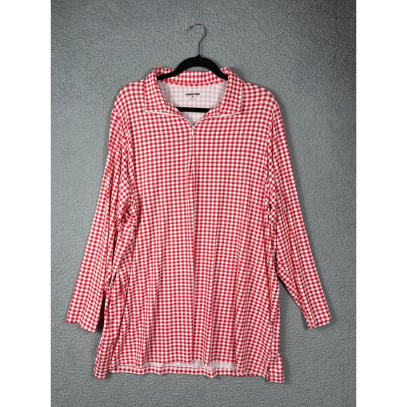 Lands' End | Swim | Lands End Womens Size 2x Gingham Long Sleeve Rash ...